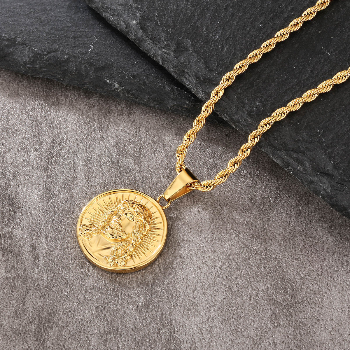 Jesus Christ Gold Pendant Necklace – narrowpathcollective