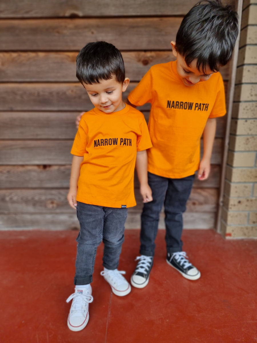 NARROW PATH EMBROIDERED TEE ORANGE – narrowpathcollective